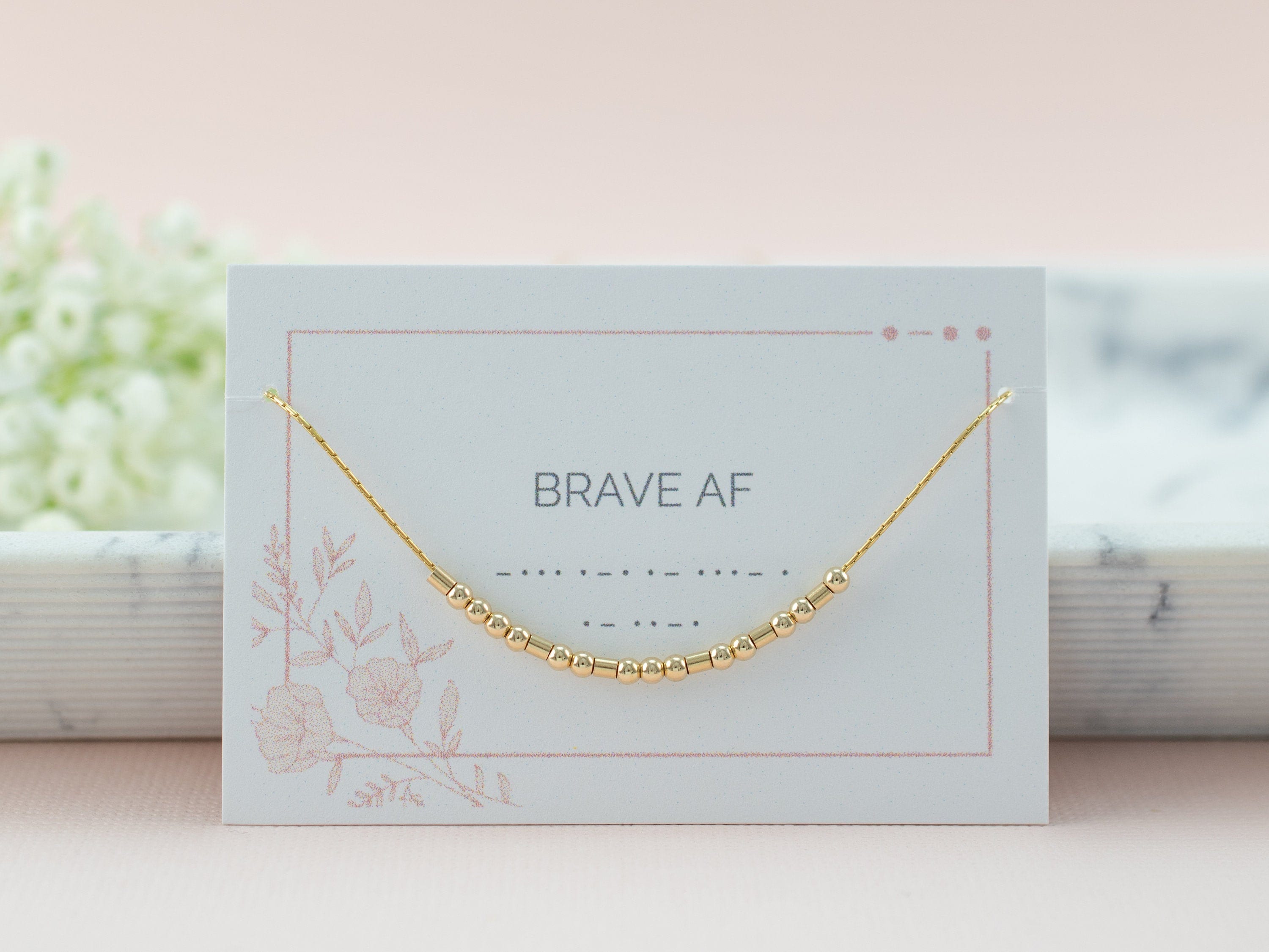 Brave AF Necklace Morse Code Necklace Strong Woman Brave as - Etsy