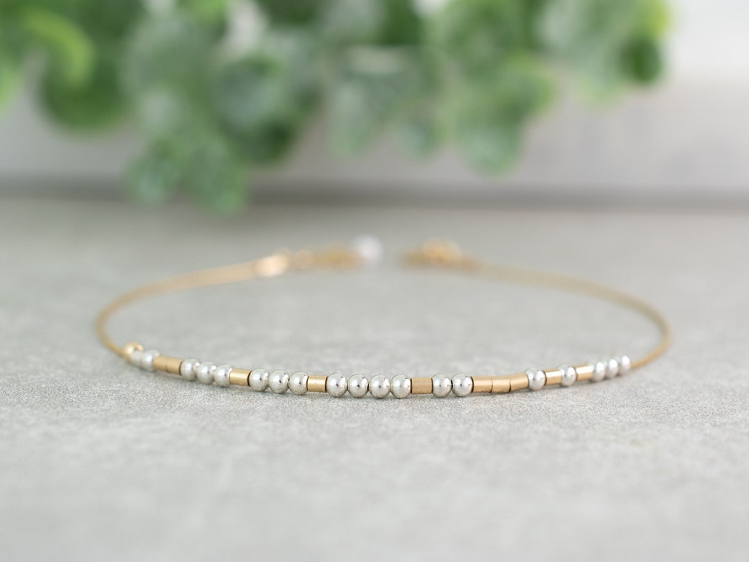 Personalized Mixed Metal Morse Code Bracelet, Custom Name Jewelry ...