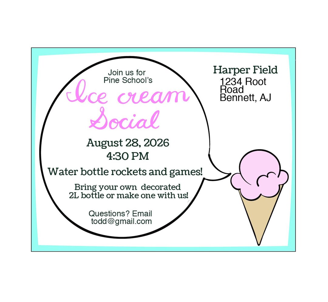 Editable Ice Cream Social Flyer Template Download, Printable Party ...