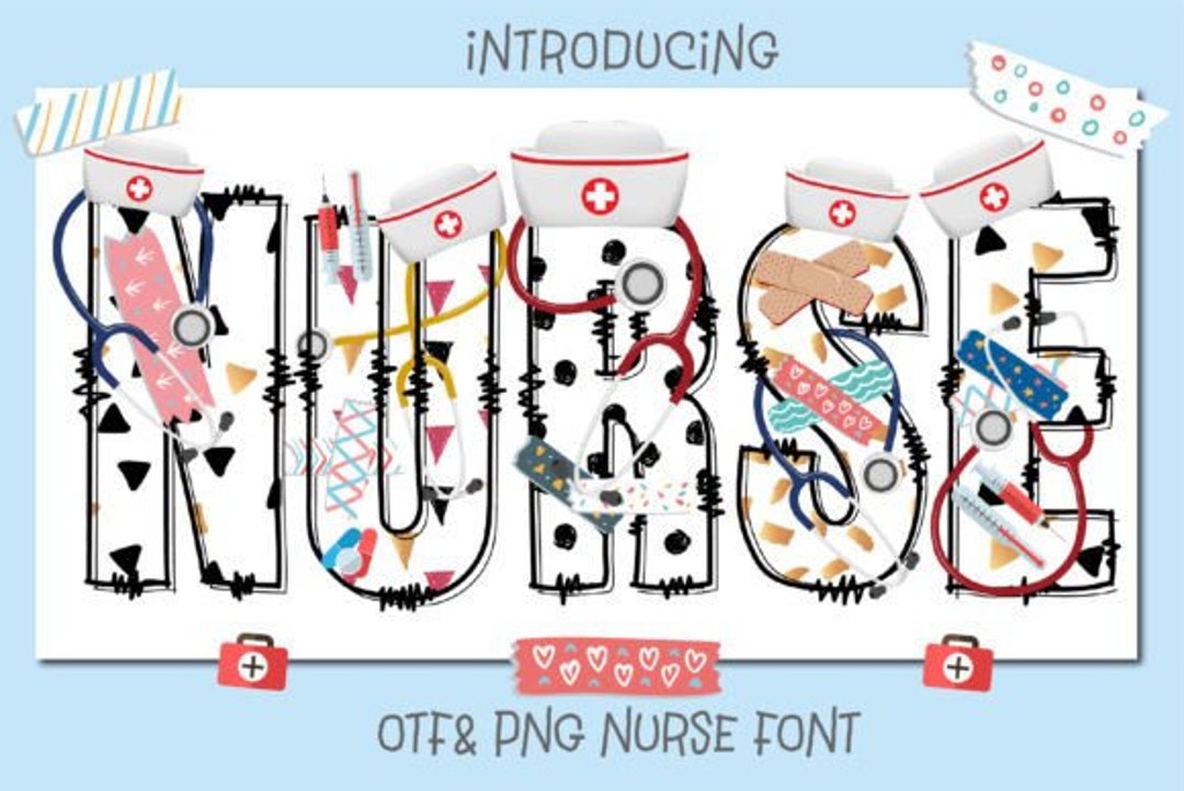 Nurse Font Colorful Font Digital Font Handwritten Letters - Etsy