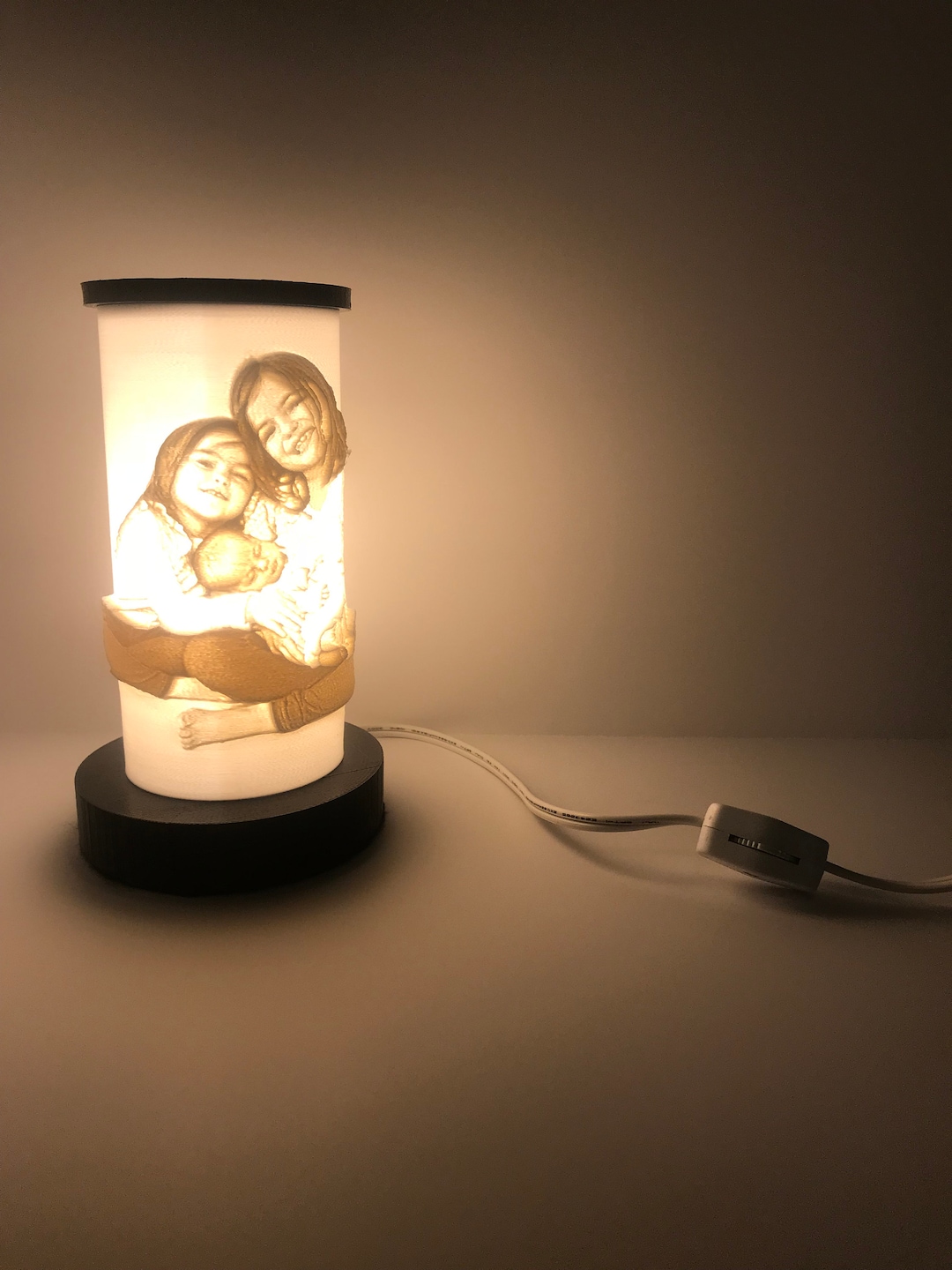 3D Printed Lithograph Keepsake Custom Made Small Candelabra Socket Lamp ...