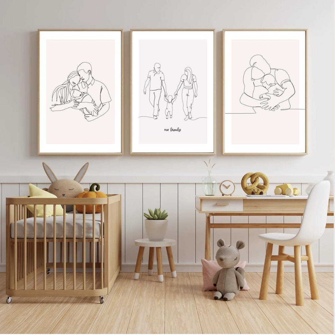 Nursery Wall Art - 3 Line Design Prints - Parents + Baby Printable Art ...