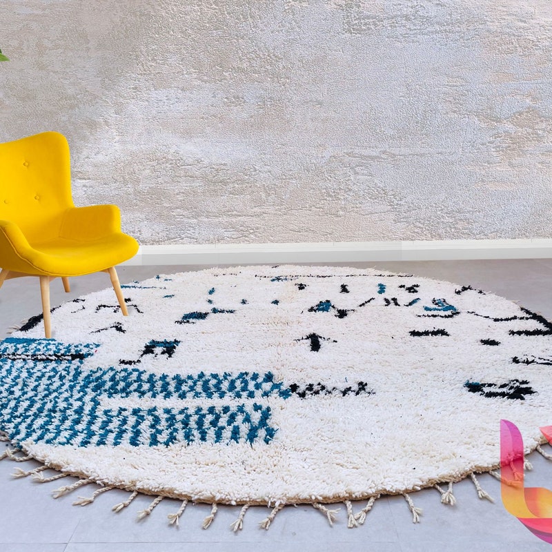 Blue Round Rug - Etsy