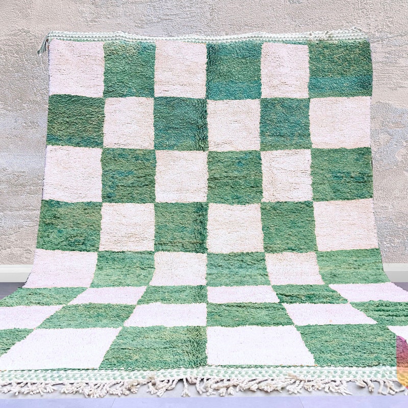 Small Green Checkered Rug - Etsy