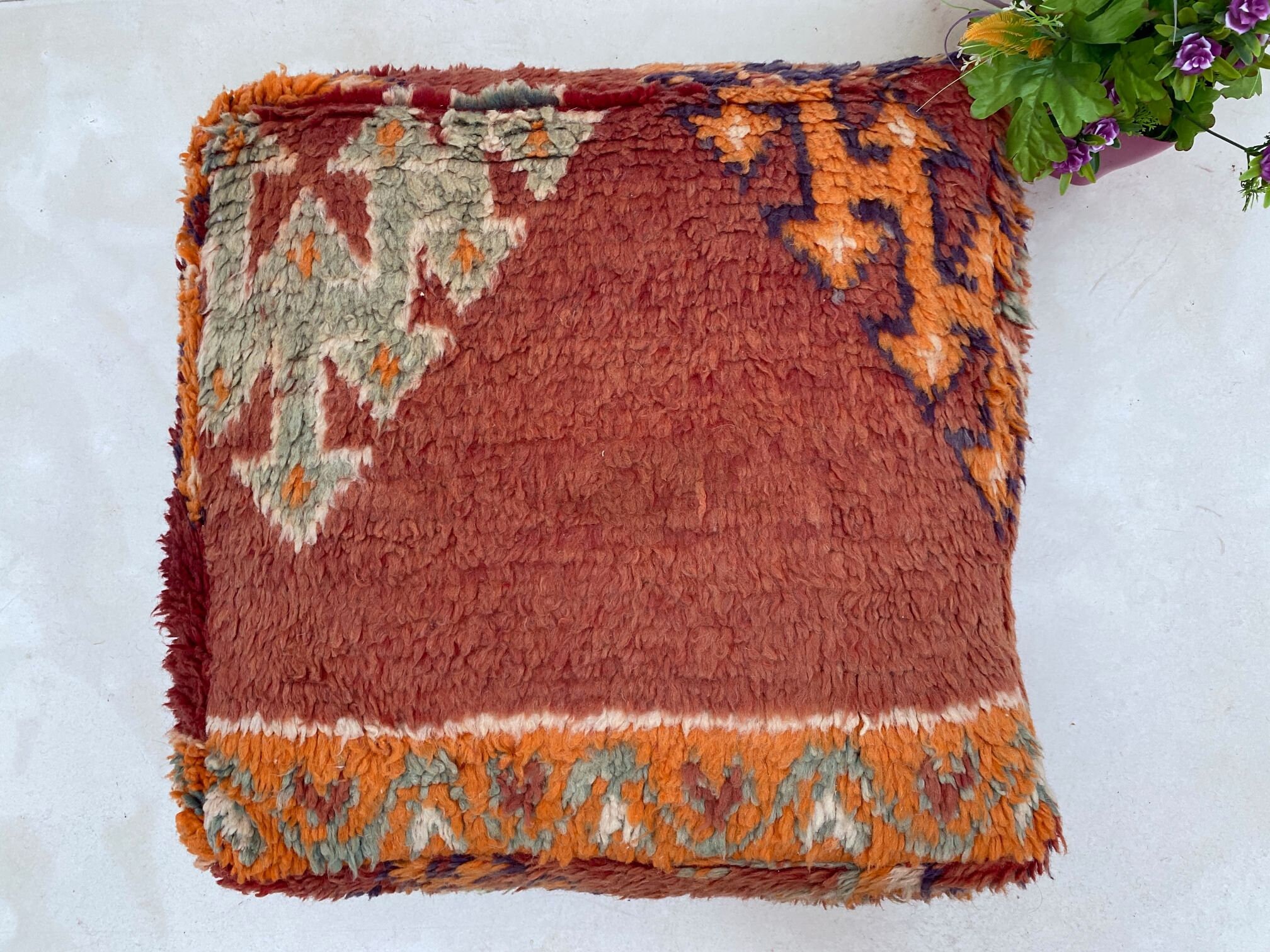 Square Moroccan floor pillow Handwoven woolen pillowcase | Etsy