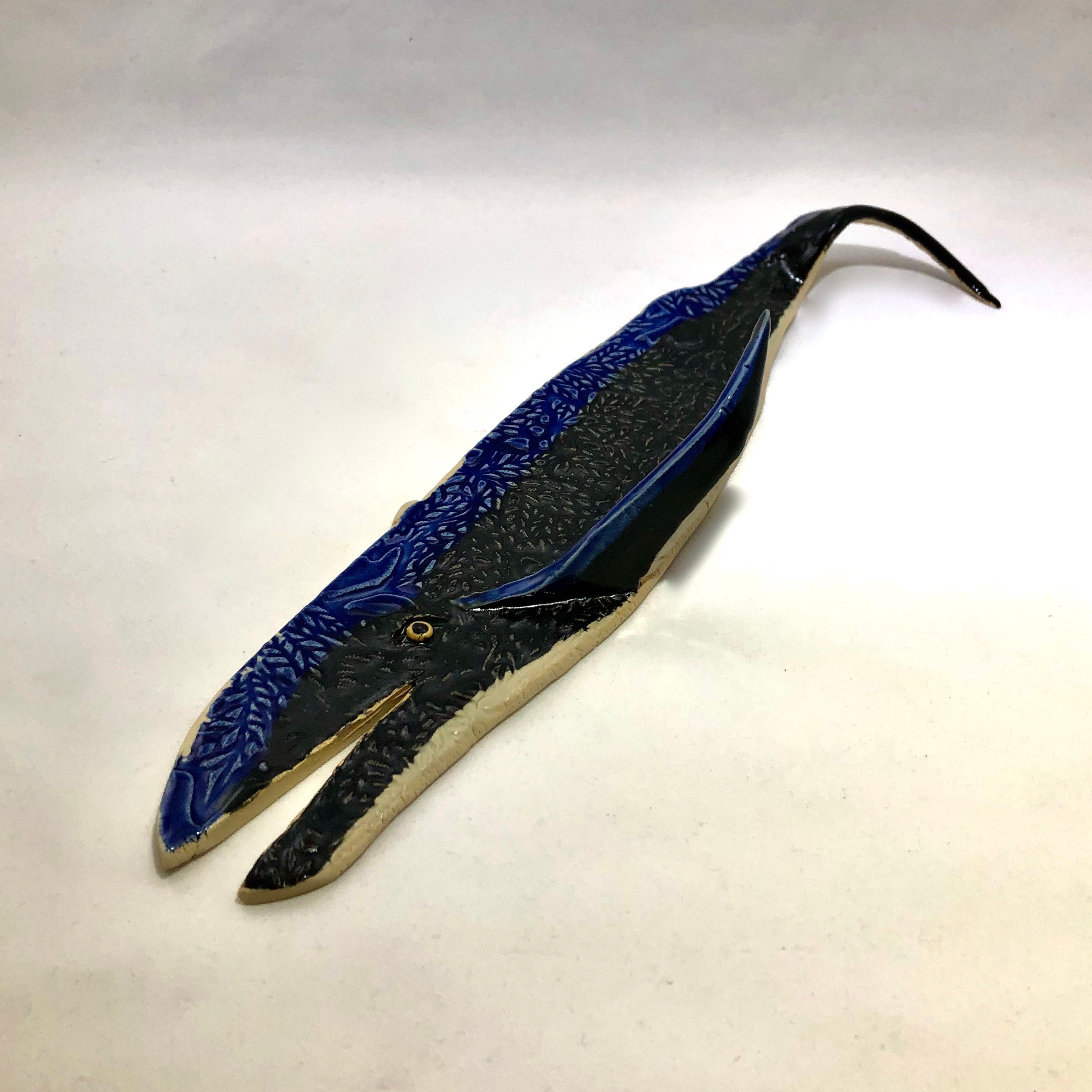 Great Blue Whale Ceramic sculptural Wall Hanging 15.5 x 5 x | Etsy