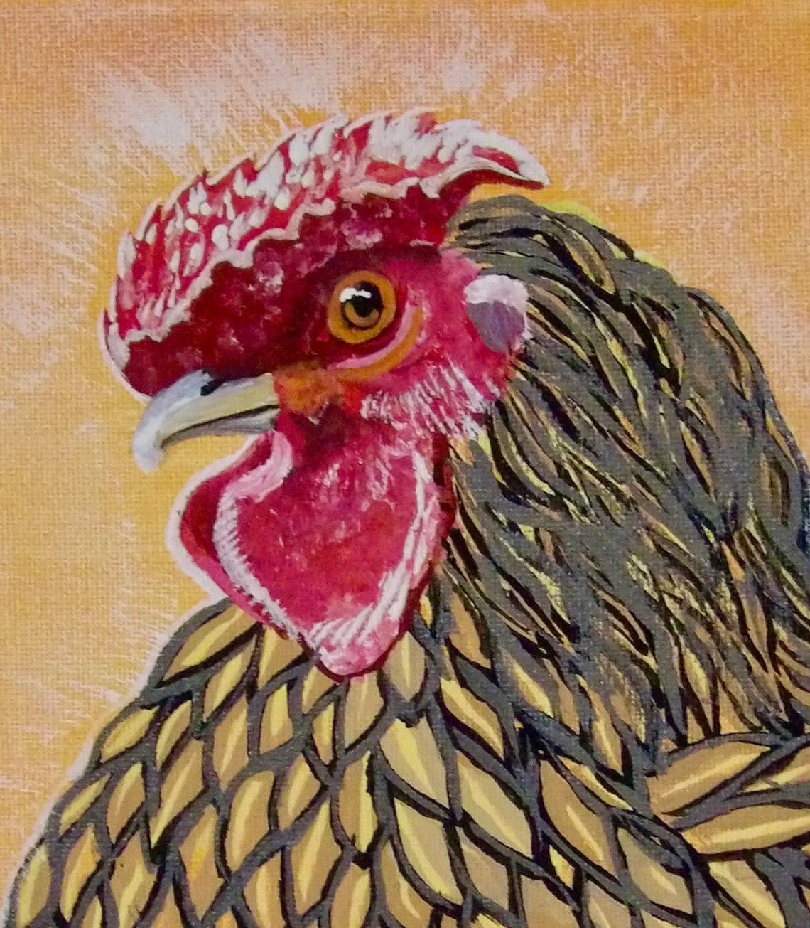 Rooster Chicken Original Acrylic Painting on Canvas - Etsy UK