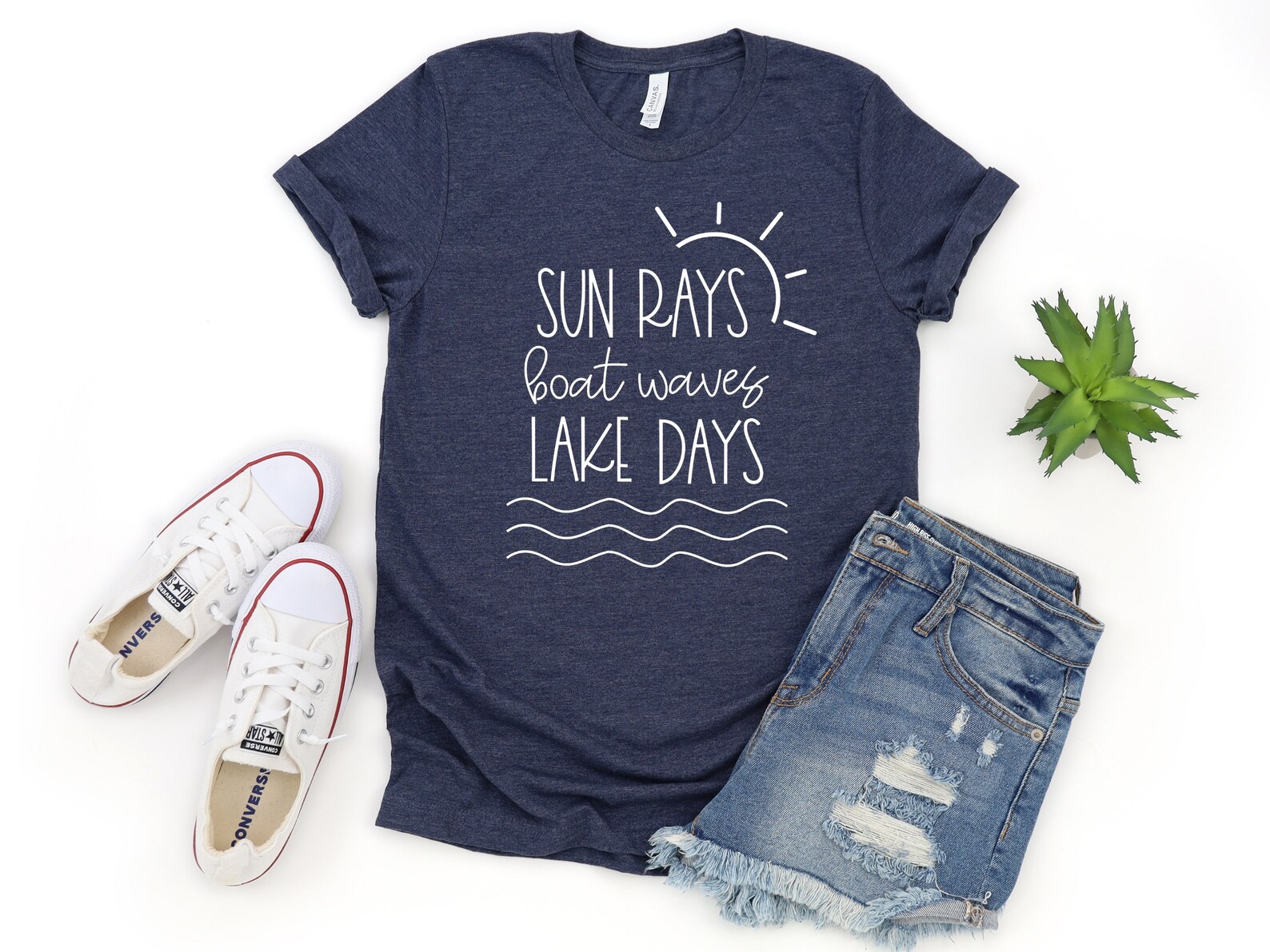 Lake Days Short-sleeve T-shirt Sun Rays Boat Waves Lake Days | Etsy