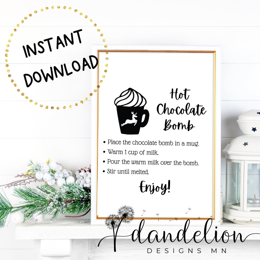 Hot Chocolate Bomb Instant Printable, SVG, PDF, JPG, Png, Hot Cocoa ...