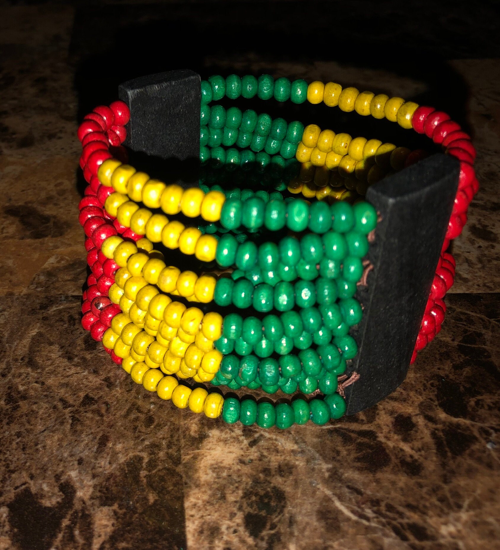 Rasta Color Beaded Bracelet - Etsy