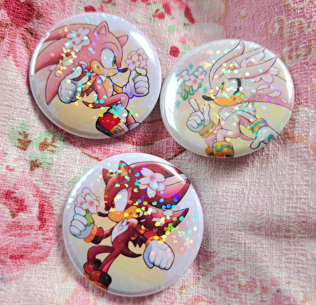 Sakura Hedgehogs 1.5'' Holographic Pinback Buttons - Etsy