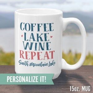 Personalized Lake Life Mug, Funny Lakehouse Gift Idea, Coffee Lake Wine ...