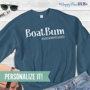 Boat Bum Sweatshirt, Custom Lake Life Crewneck, Boater Gifts, Sailing ...