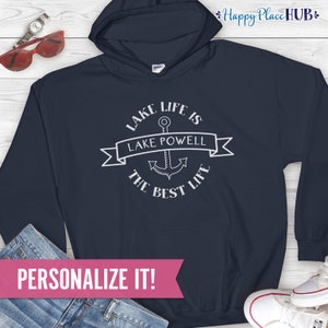 Lake Life Personalized Hoodie Sweatshirt - Lake Happy Place Shirt ...
