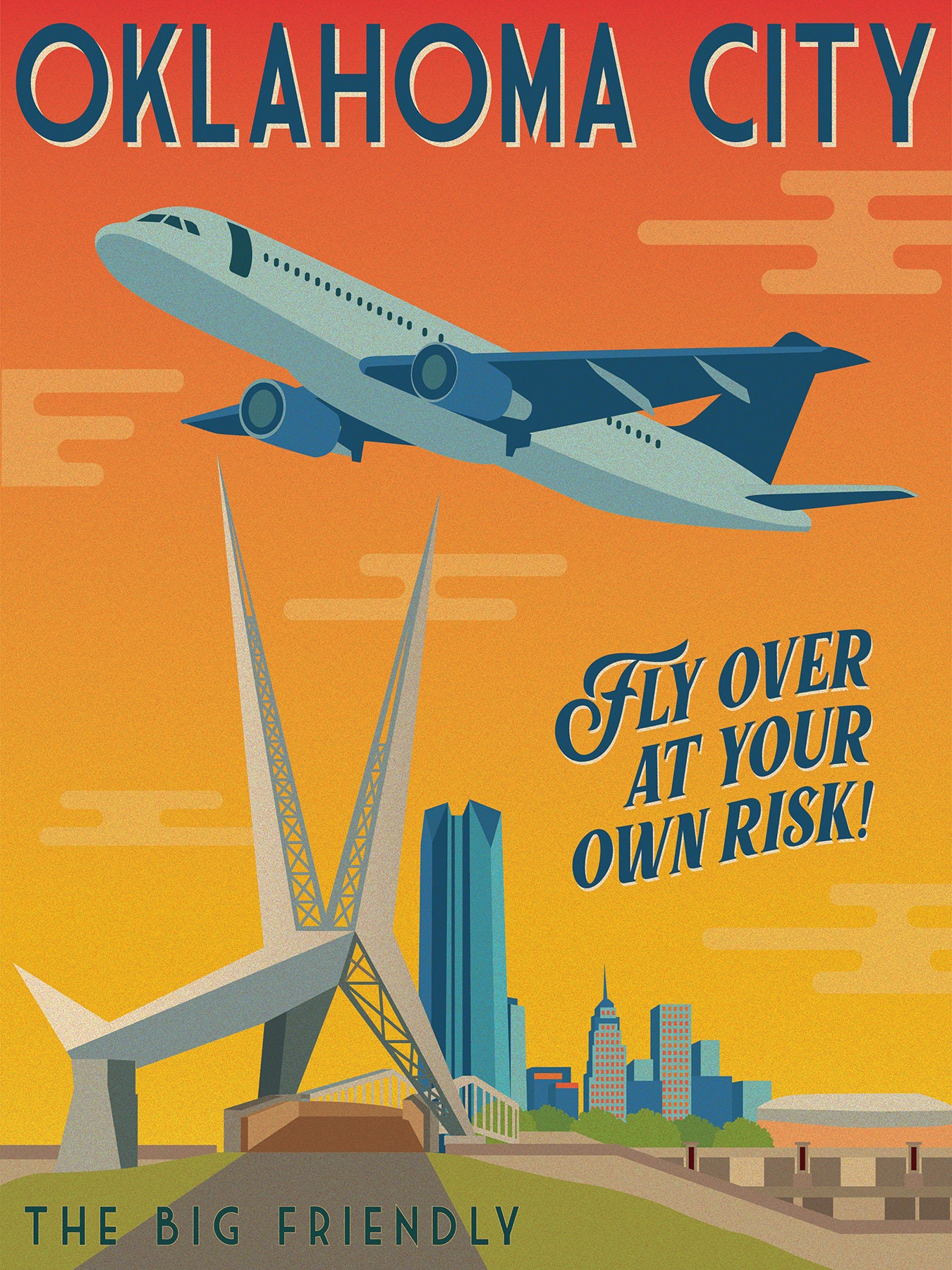 Oklahoma City Vintage Travel Poster - Etsy
