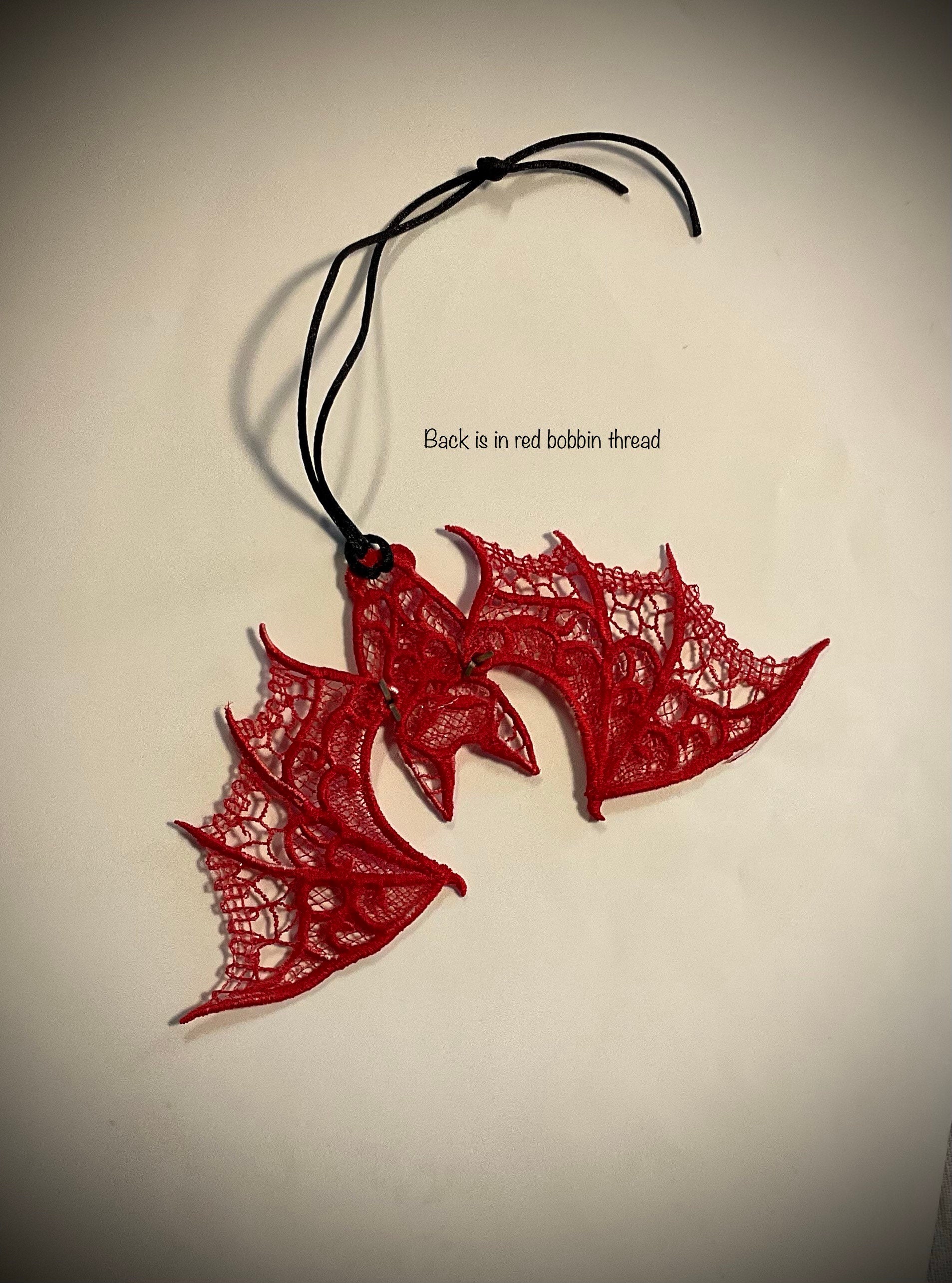 Red/white Red Variegated Bat Lace Ornament Movable Wings - Etsy
