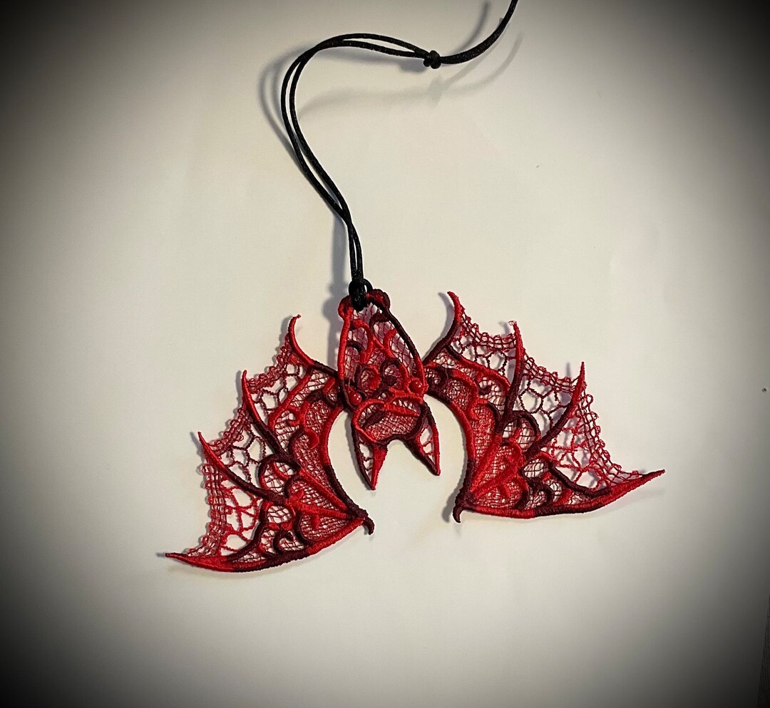 Red/dark Red Variegated Bat Lace Ornament Movable Wings, Wings Can Be ...