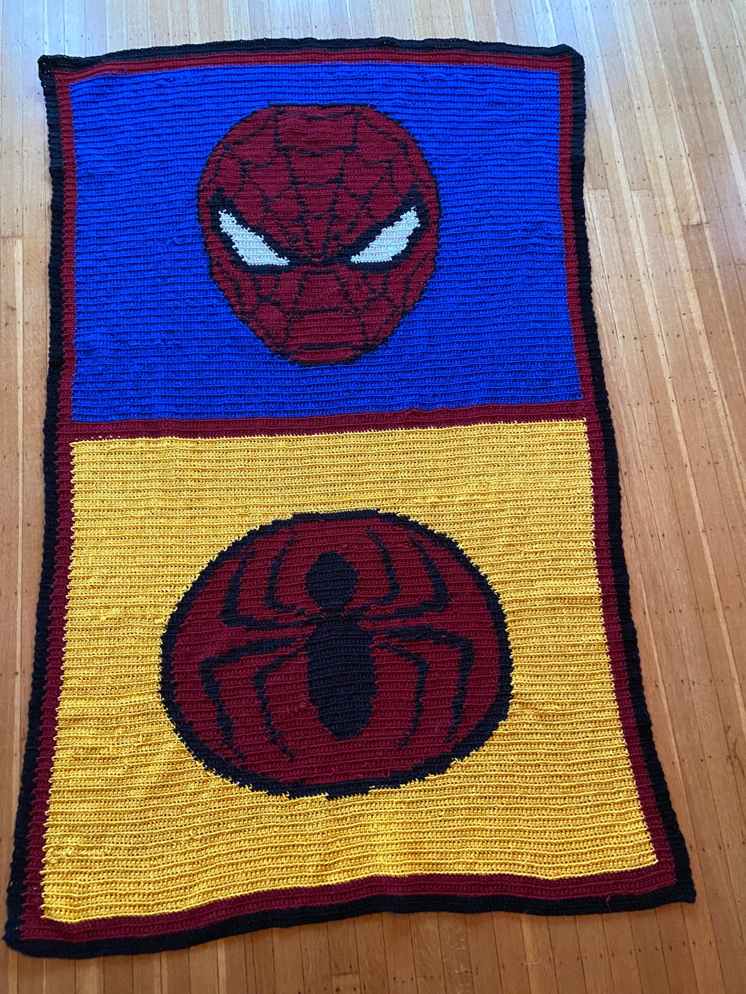 One of a Kind Spiderman Blanket, Homemade, Crochet - Etsy