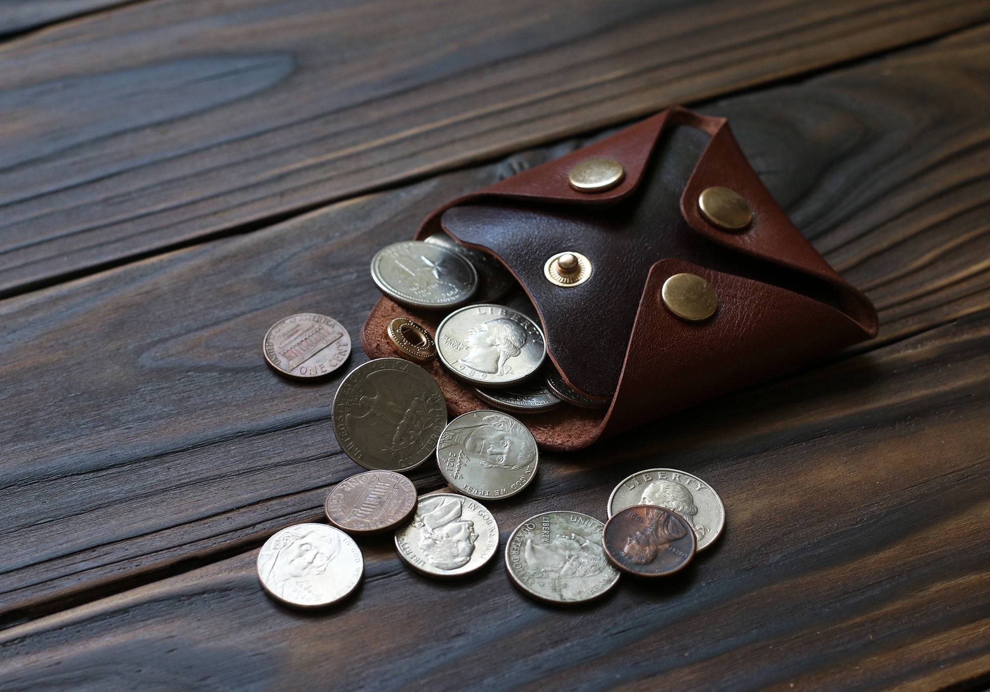 Leather Coin Pouch Coin Purse Pocket Coin Wallet With 4 - Etsy