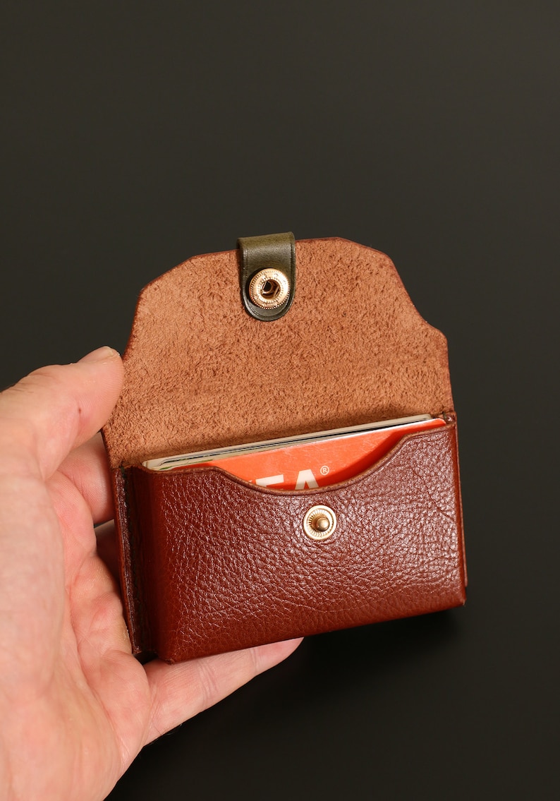 Leather Business Card Wallet, Hand Stitched Card Holder, Business Card ...