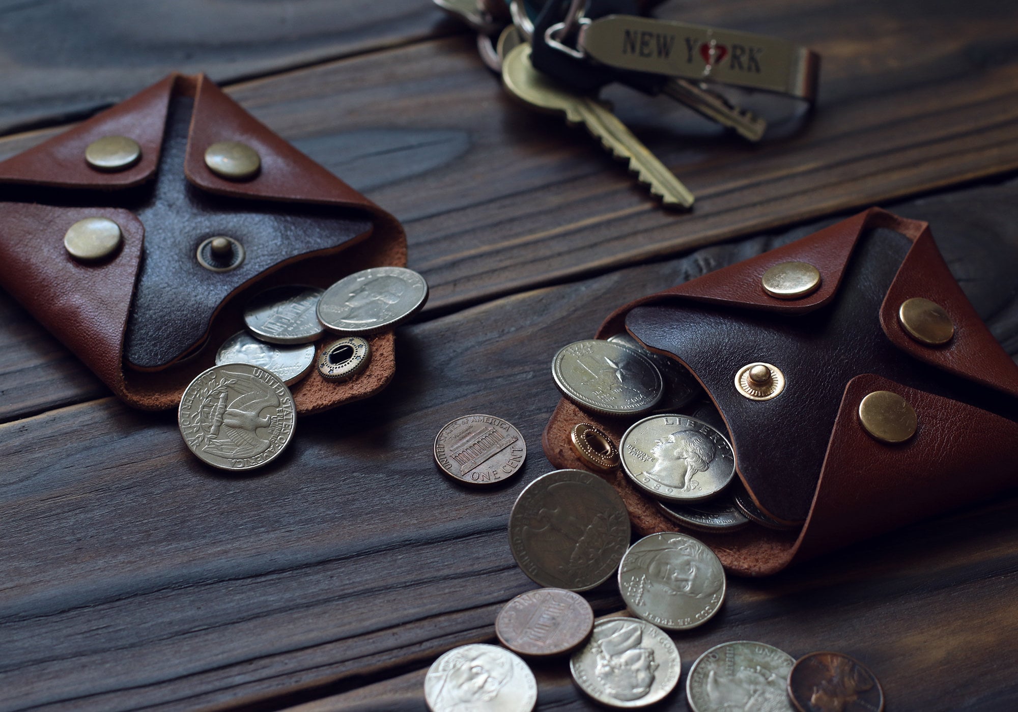 Leather Coin Pouch Coin Purse Pocket Coin Wallet With 4 - Etsy