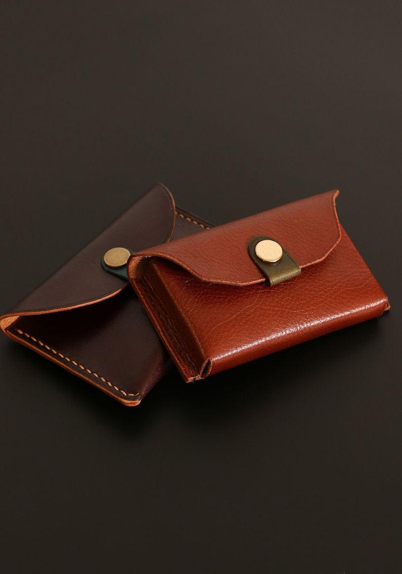 Leather Business Card Wallet, Hand Stitched Card Holder, Business Card ...