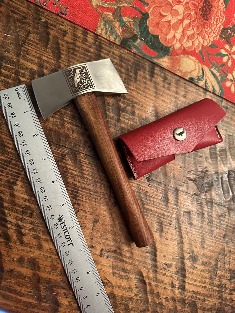 Custom Mini Axe Hatchet With Leather Sheath. Keen Kutter, Black Raven ...