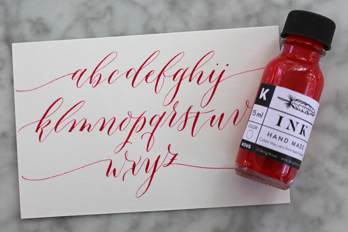 Red Calligraphy Ink Calligraphy Kit Handmade Calligraphy - Etsy