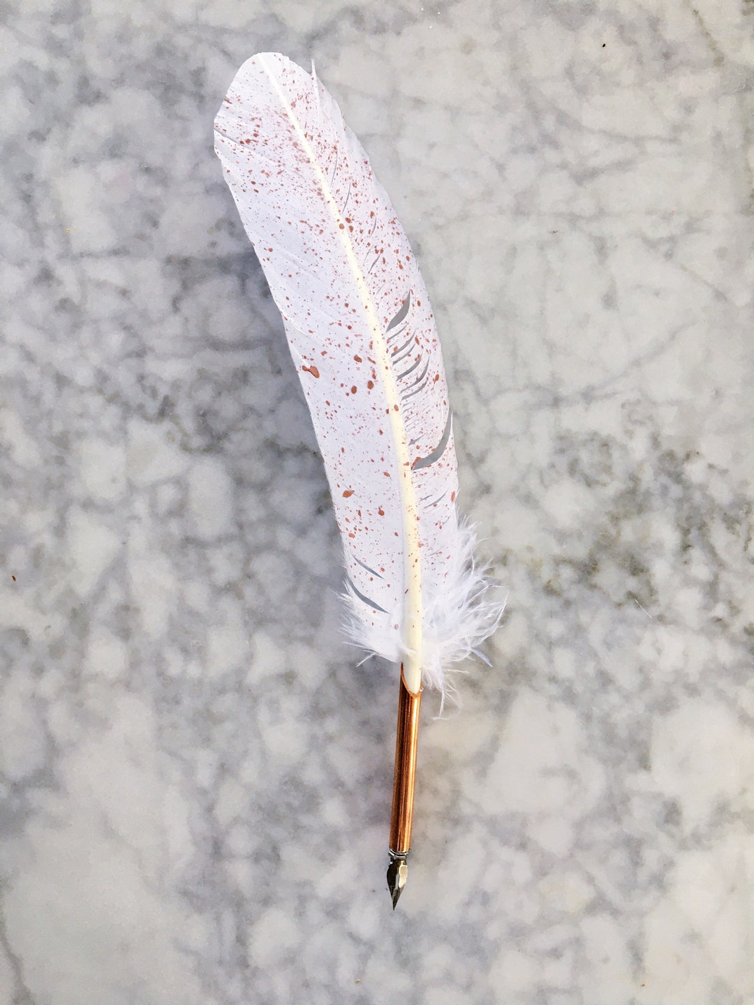 Hand-painted Goose Quill Pen With Copper Nib | Calligraphy Dip Pen - Etsy