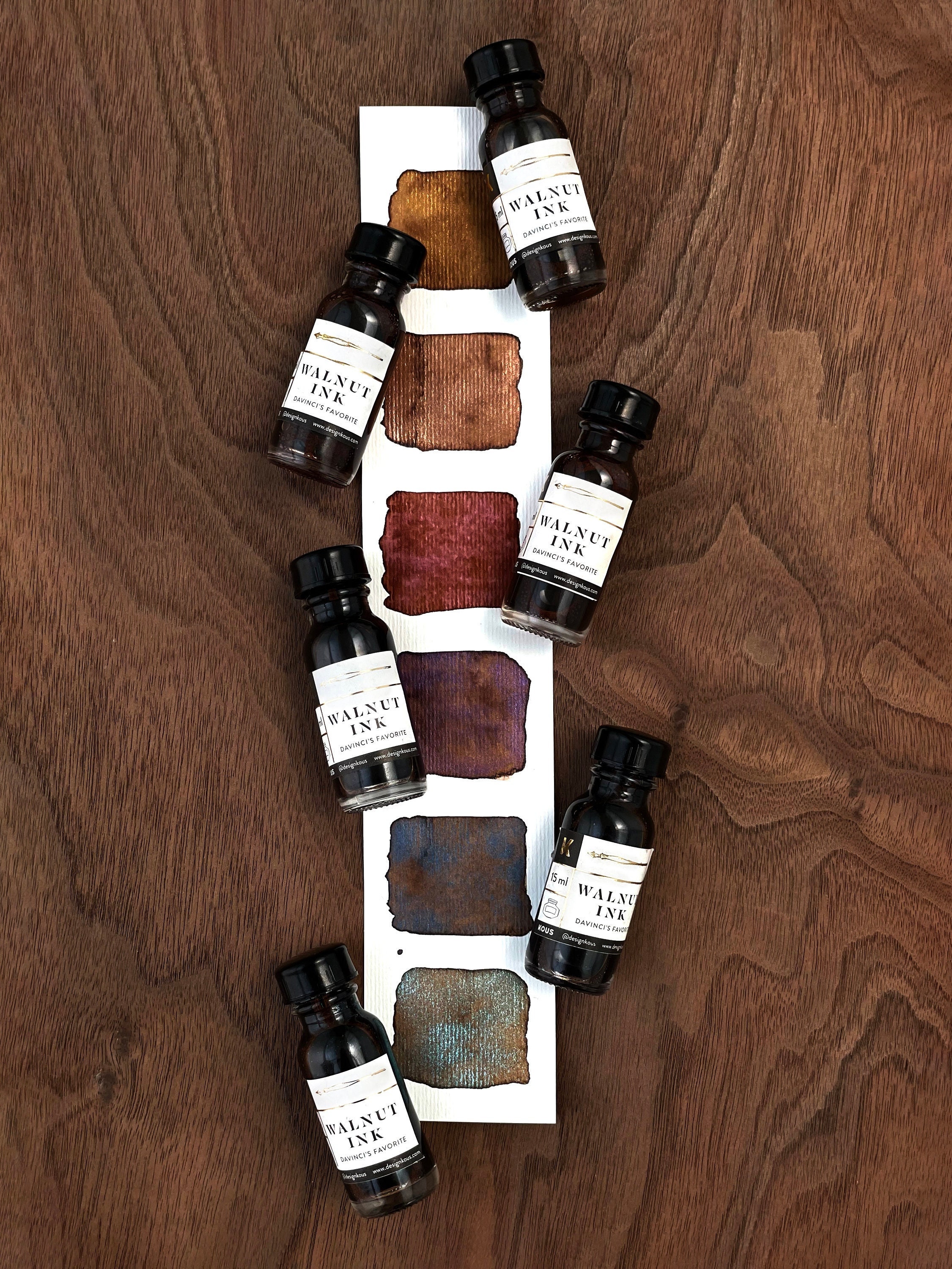 Shimmer Calligraphy Ink Set | Handmade Walnut Ink, 6 Colors - Etsy