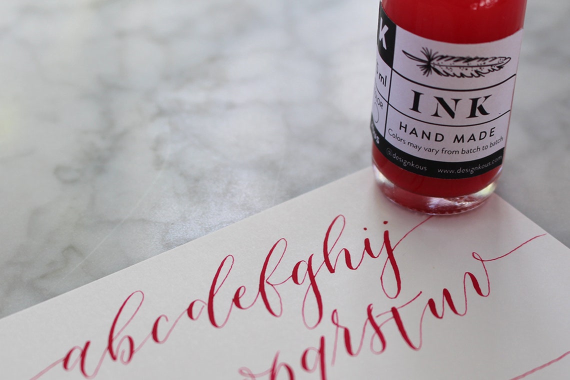 Kisses Letterpress Cards & Red Calligraphy Ink | Handmade Greeting Card ...