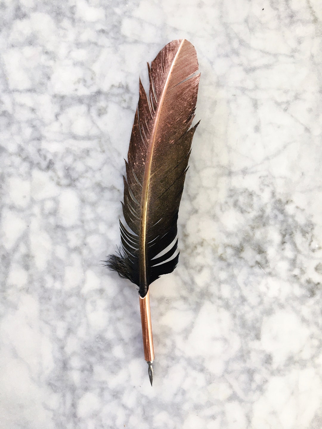 Hand Painted Quill With Copper Nib Holder | Pen Holder | Calligraphy ...