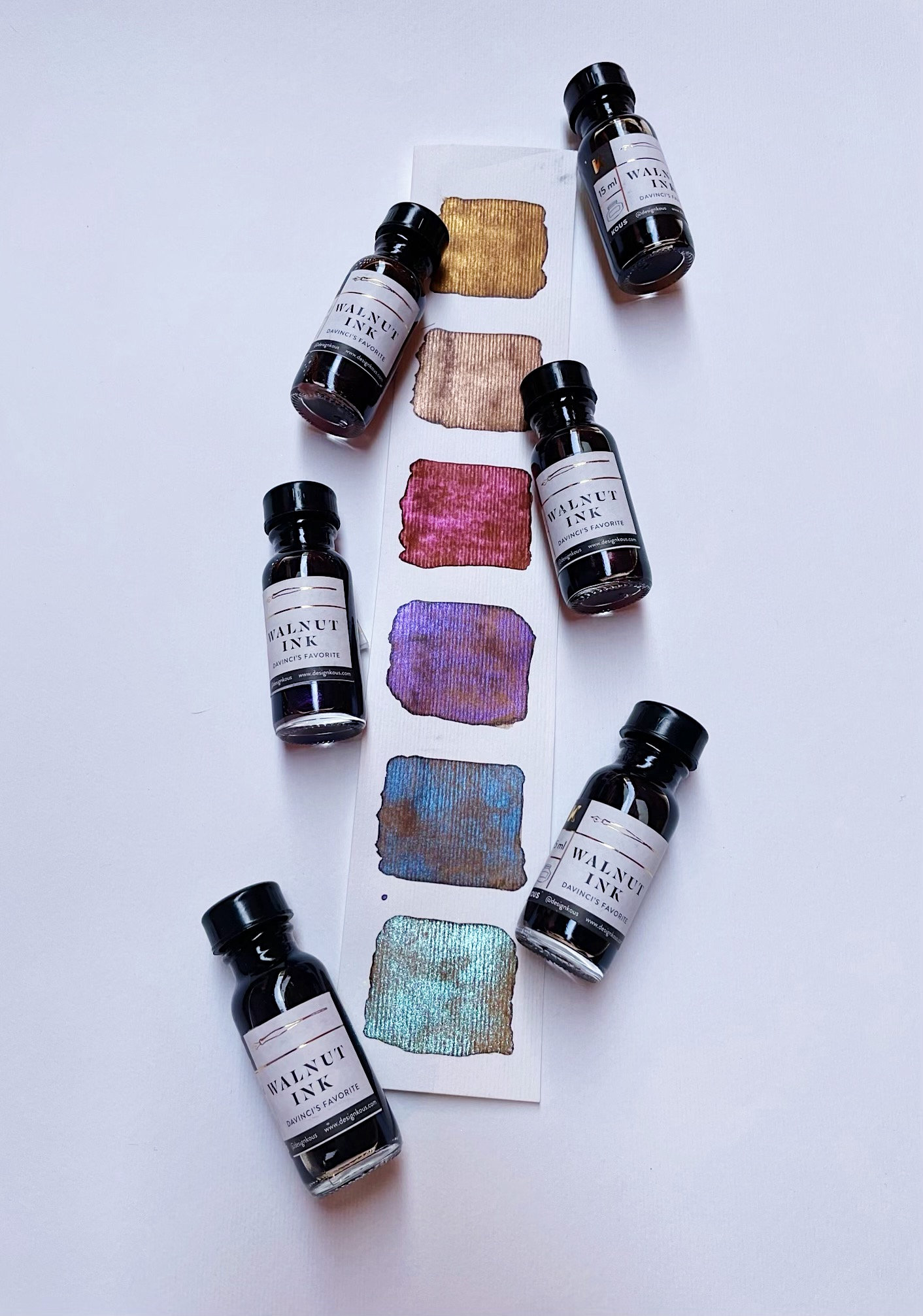Shimmer Calligraphy Ink Set | Handmade Walnut Ink, 6 Colors - Etsy