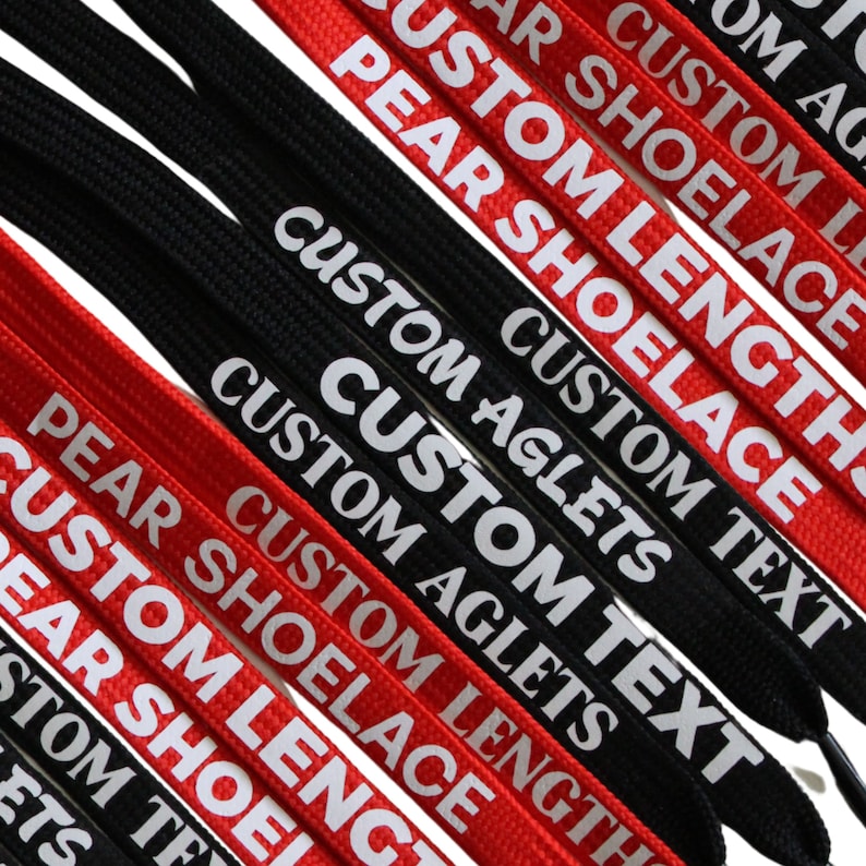 Personalised Flat Shoelaces With Custom Length, Aglets, and Text ...