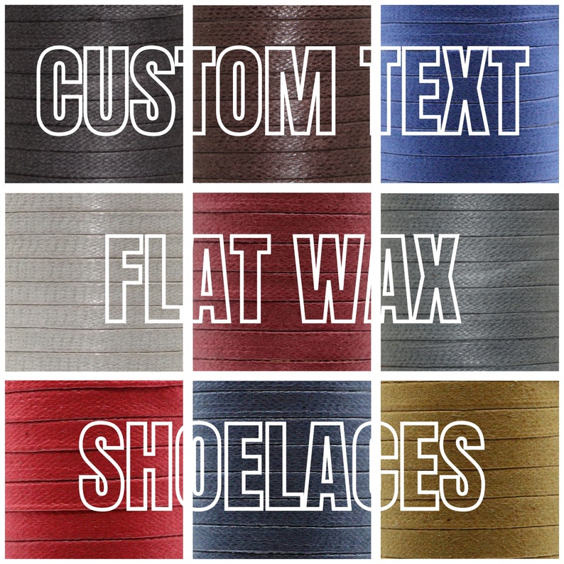 Personalised Waxed Flat Shoelaces Custom Text Length Aglets Colourful ...