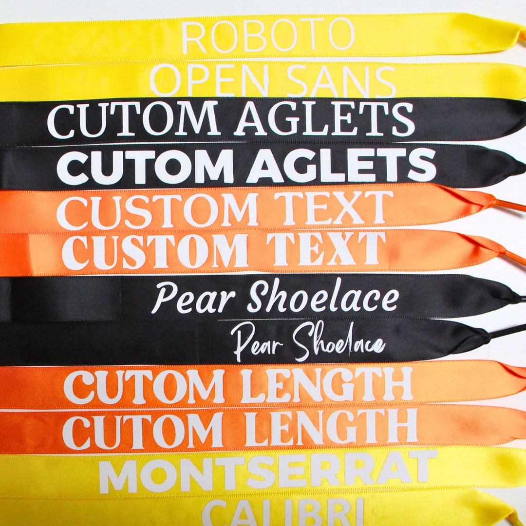Personalised Flat Satin Shoelaces With Custom Length, Aglets, and Text ...
