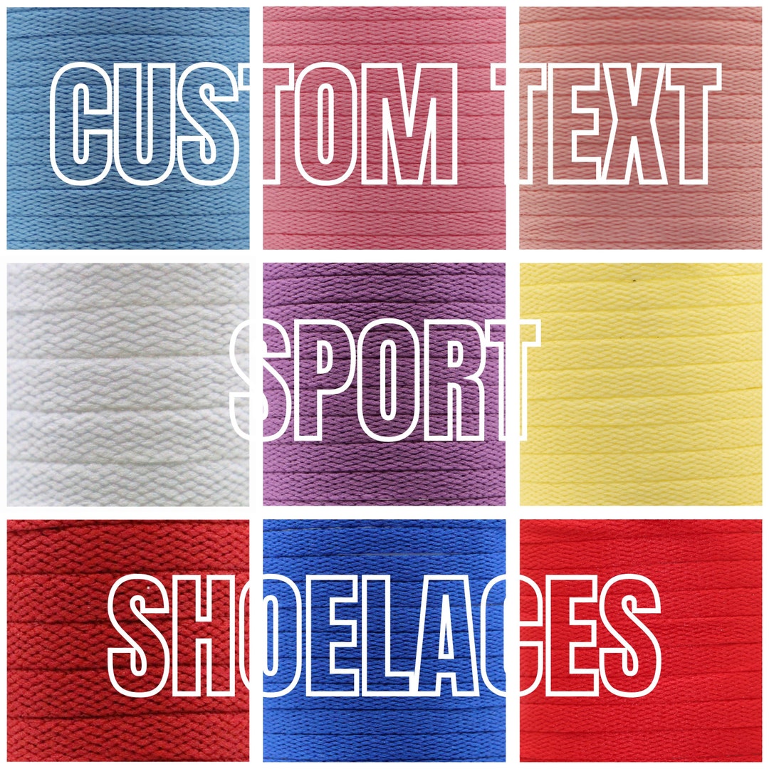 Personalised Sports Flat Shoelaces Custom Text Length Aglets Colourful ...