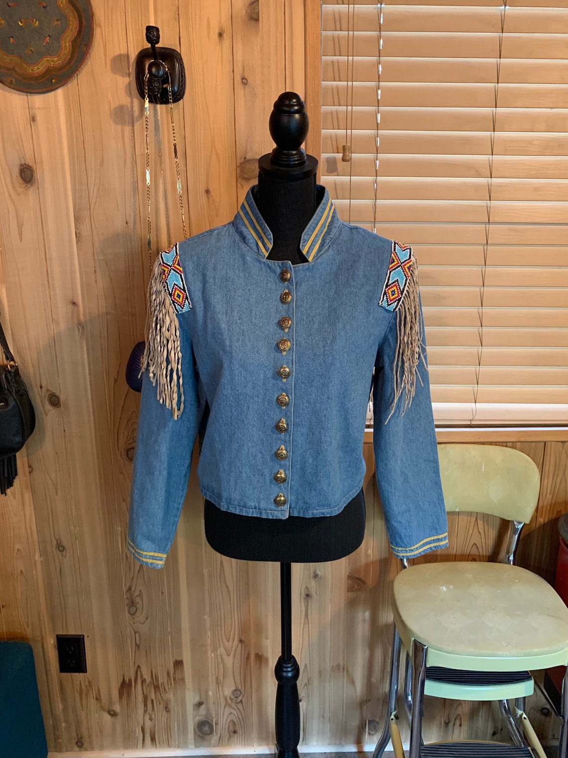 Double D Ranchwear Denim Jacket with Fringe and Beadwork | Etsy