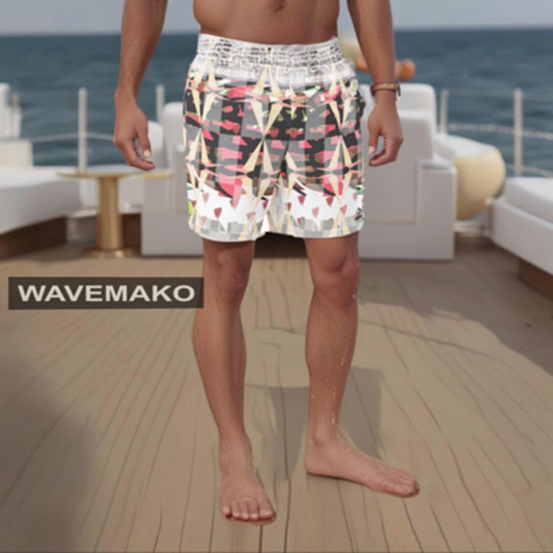 WAVEMAKO Diamond Decker Men's Swim Trunks Stylish Beach Apparel Yacht ...