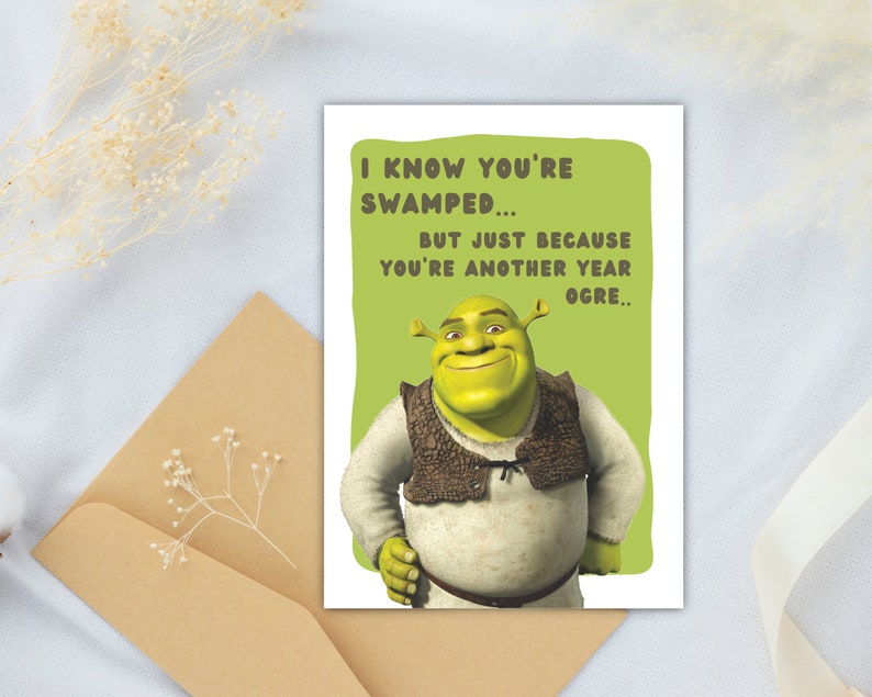 Printable Shrek Greeting Card - Digital Download - Double-sided - Funny ...