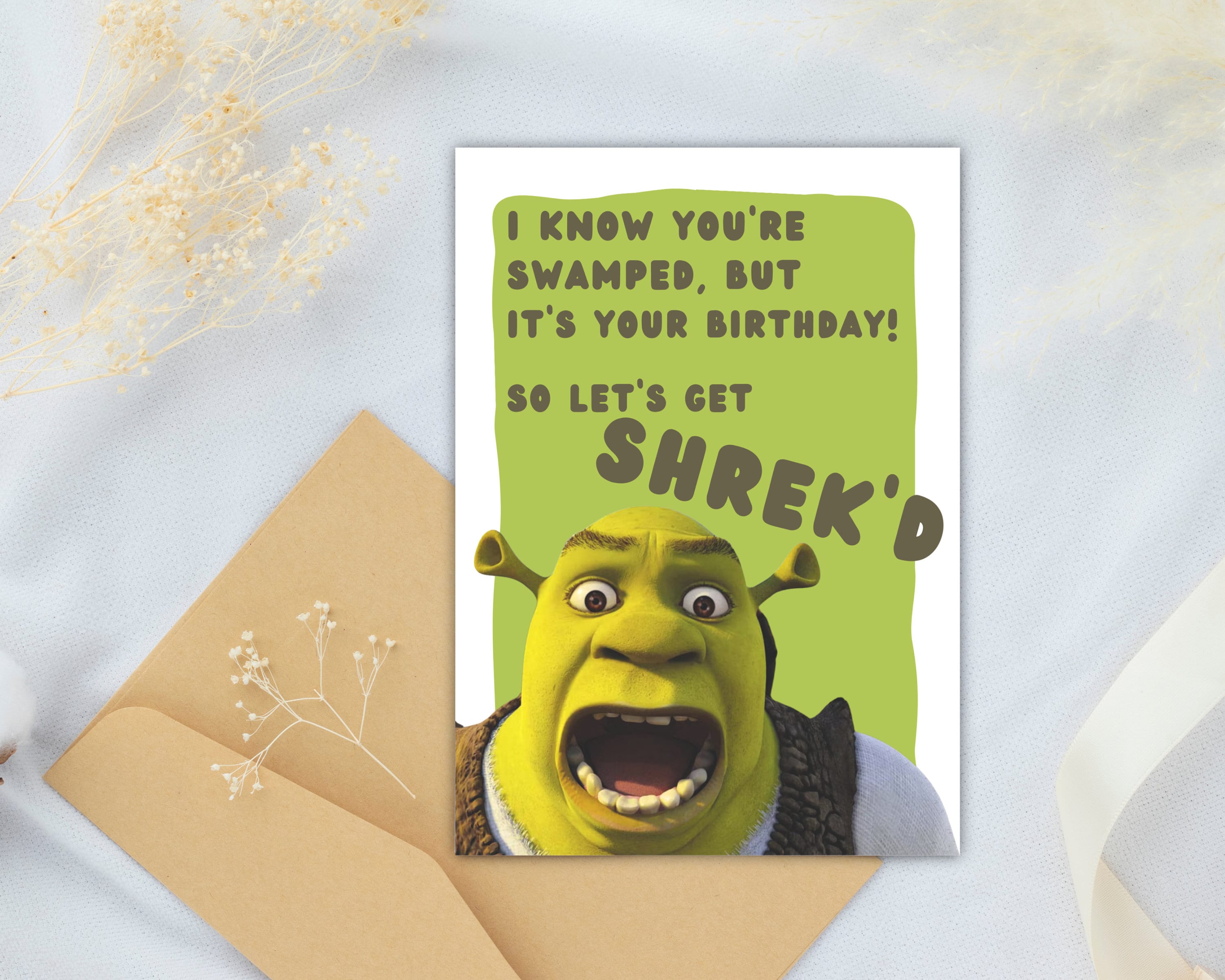 Printable Shrek Greeting Card - Digital Download - Double-sided - Funny ...