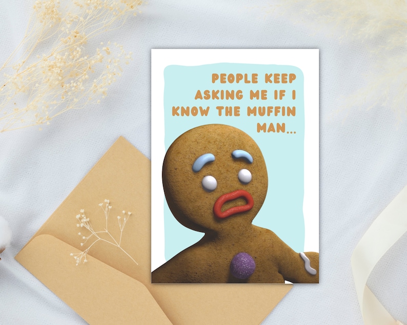 Printable Shrek Gingy Greeting Card - Digital Download - Double-sided ...