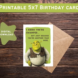 Printable Shrek Greeting Card - Digital Download - Double-sided - Funny ...