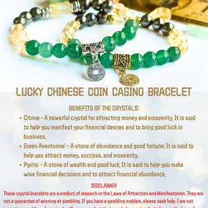 Lucky Chinese Coin Casino Bracelet, Money Maker Bracelet, Wealth and ...
