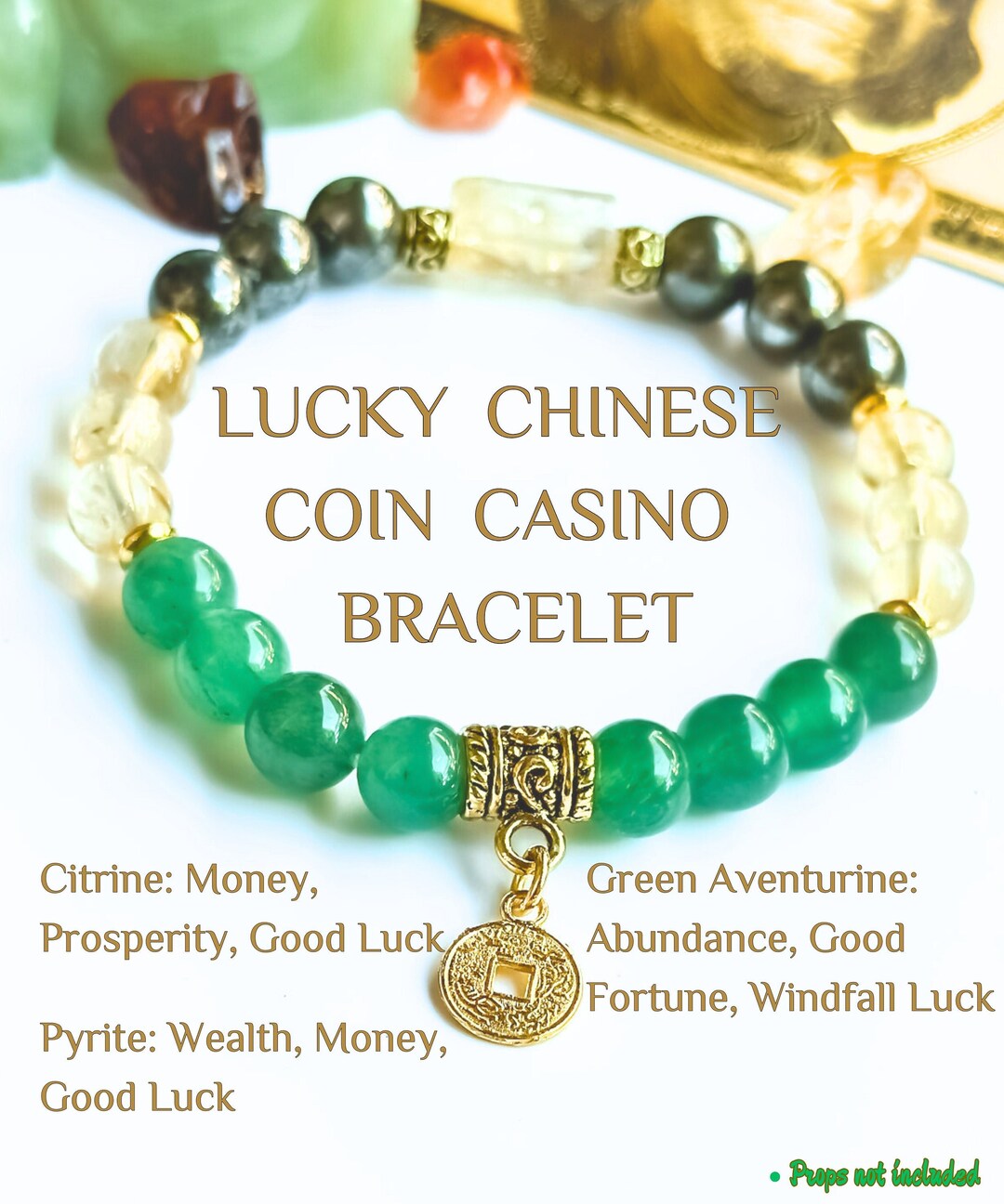 Lucky Chinese Coin Casino Bracelet, Money Maker Bracelet, Wealth and ...