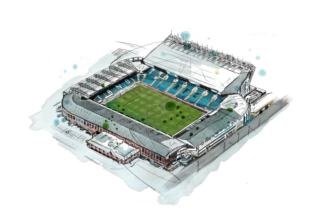 Leeds United Elland Road Leeds United illustration Drawing | Etsy