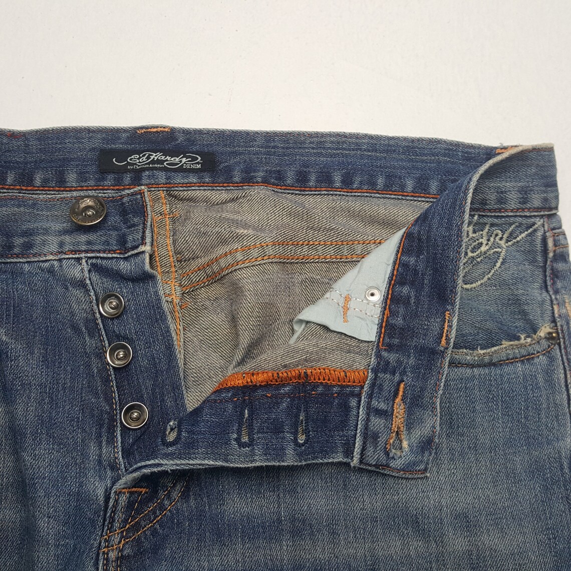 Vintage Ed-hardy Christian Audigier Embroidery Design Jean - Etsy