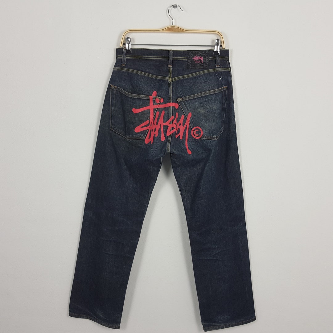Vintage STUSSY Streetwear Custom Logo Denim Jeans - Etsy