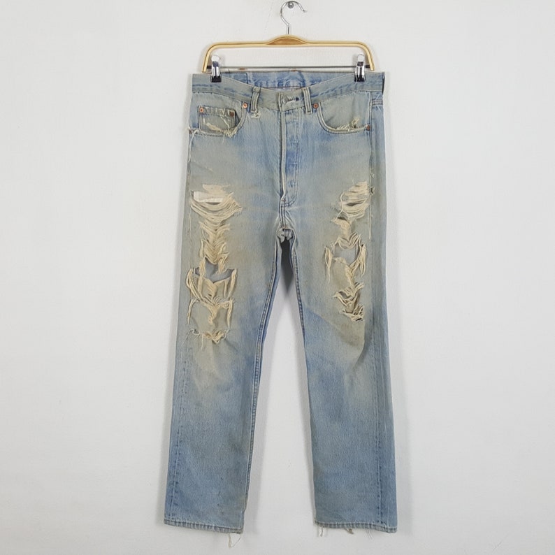 Vintage LEVI'S Kurt Cobain Distressed Design Jeans - Etsy