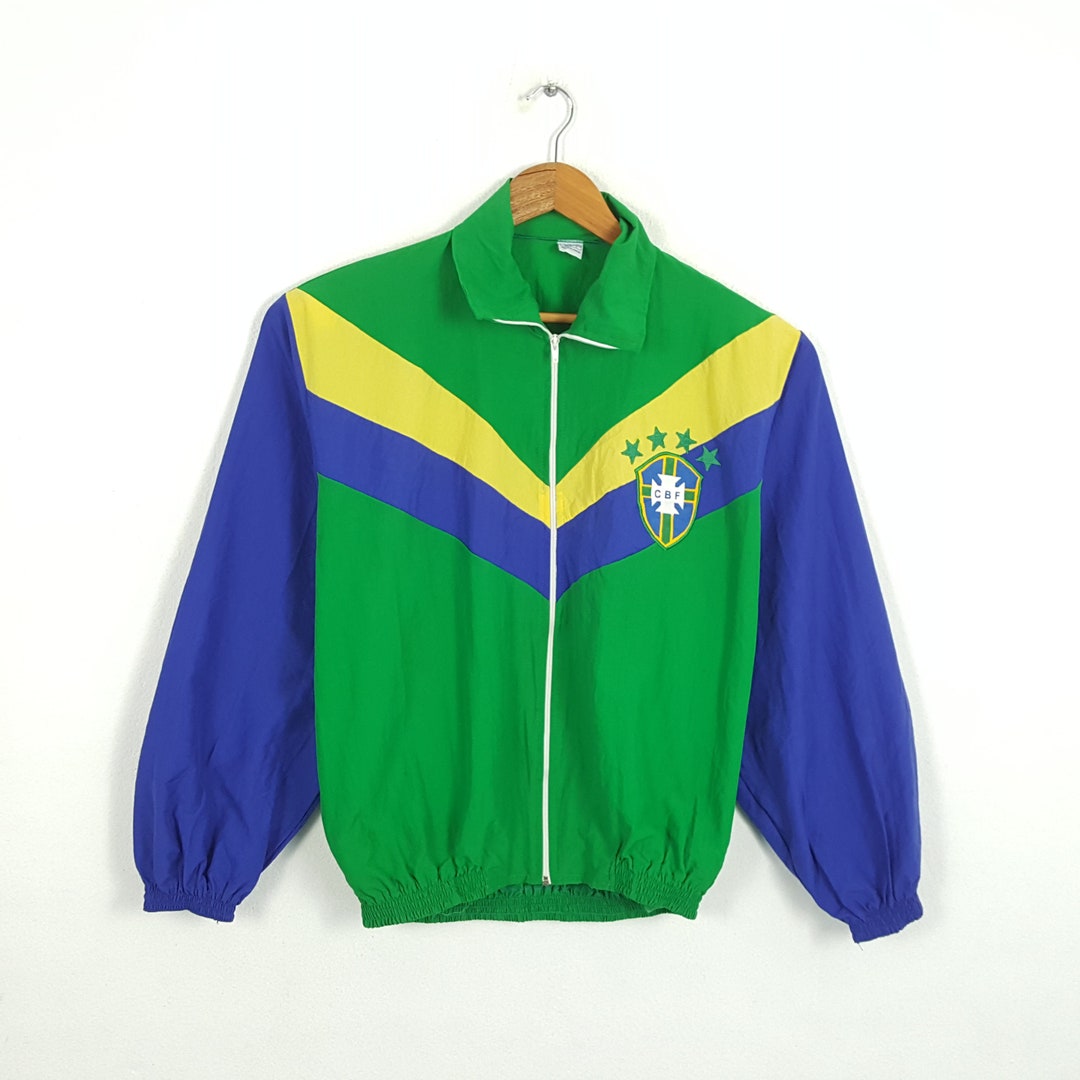 Vintage BRASIL Football World Cup Windbreaker Jacket - Etsy